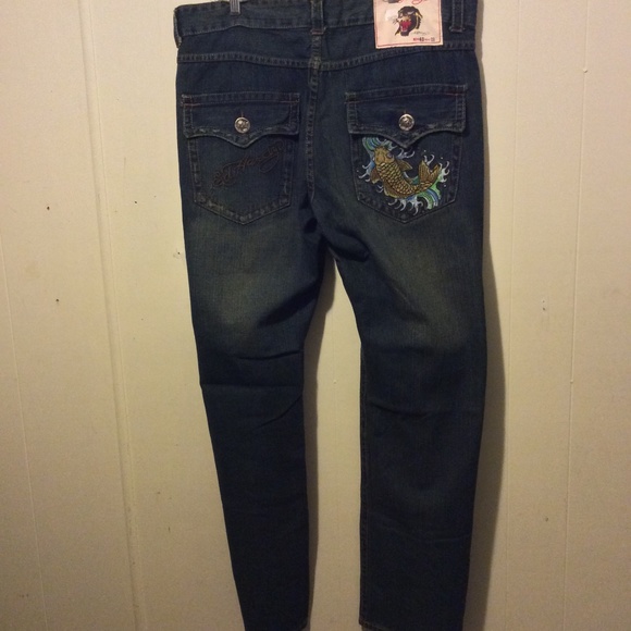 Ed Hardy | Jeans | Ed Hardy Mens Blue Jeans Embroidered | Poshmark